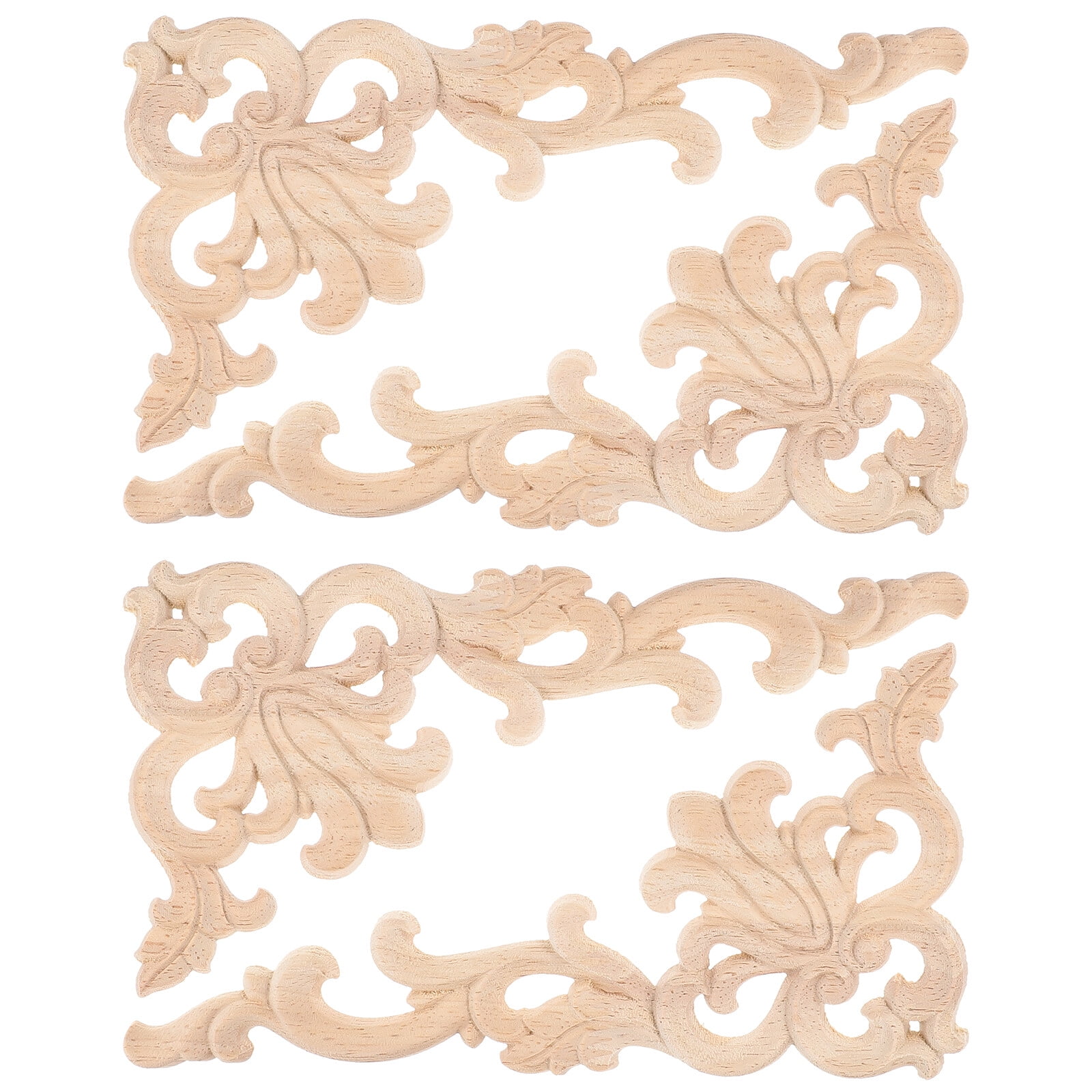 4 Pcs Ornament Decor Wall Onlay Wood Molding Baroque Applique - Walmart.com