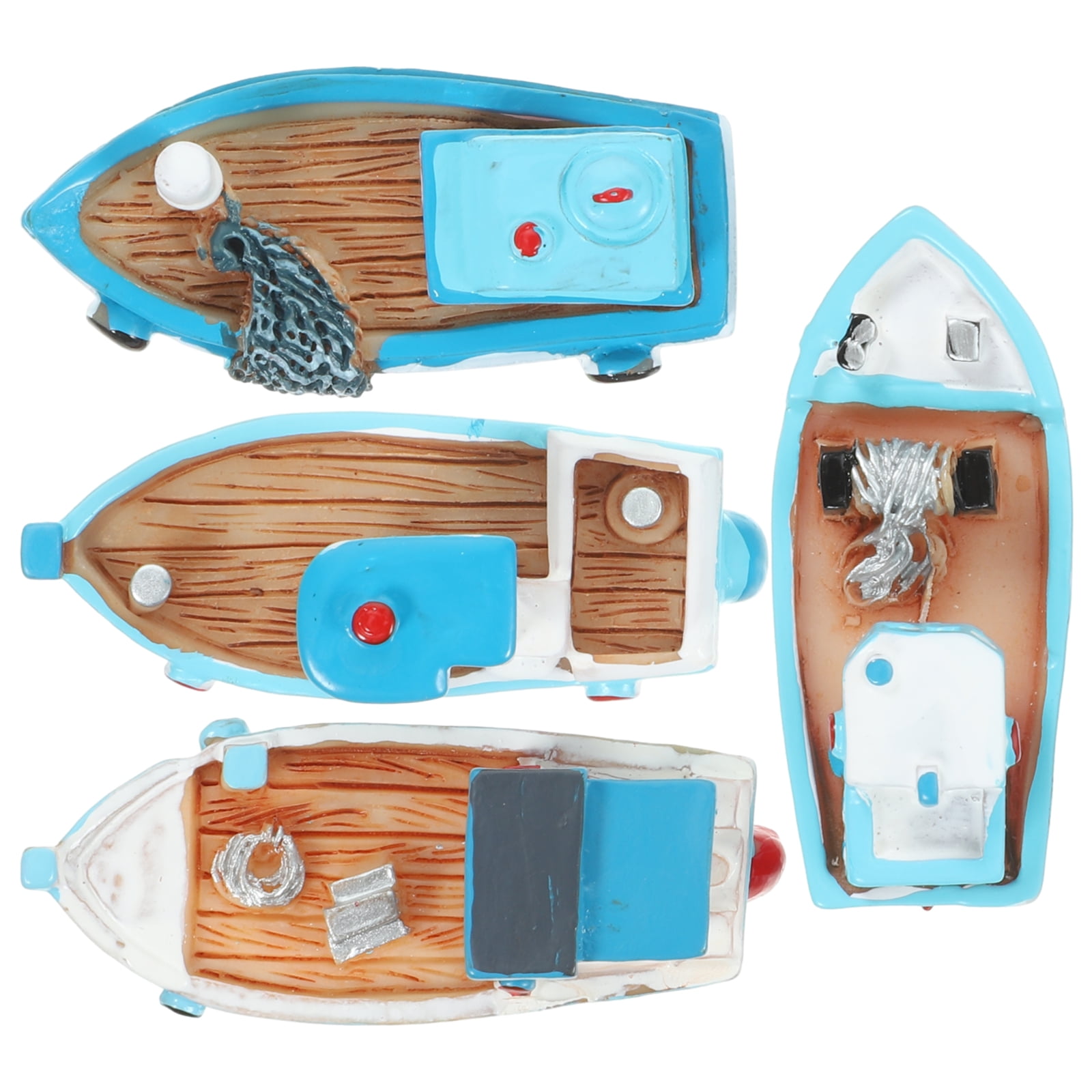 4 Pcs Ornament Miniature Landscaping Boat Miniature Boat Figurines ...