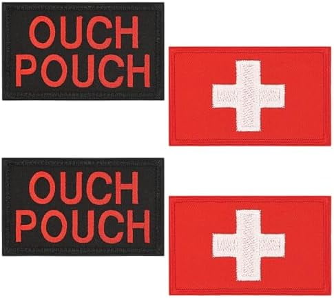 4 Pcs Ouch Pouch First Aid Medic Patches, Medic Red Cross Patch ...