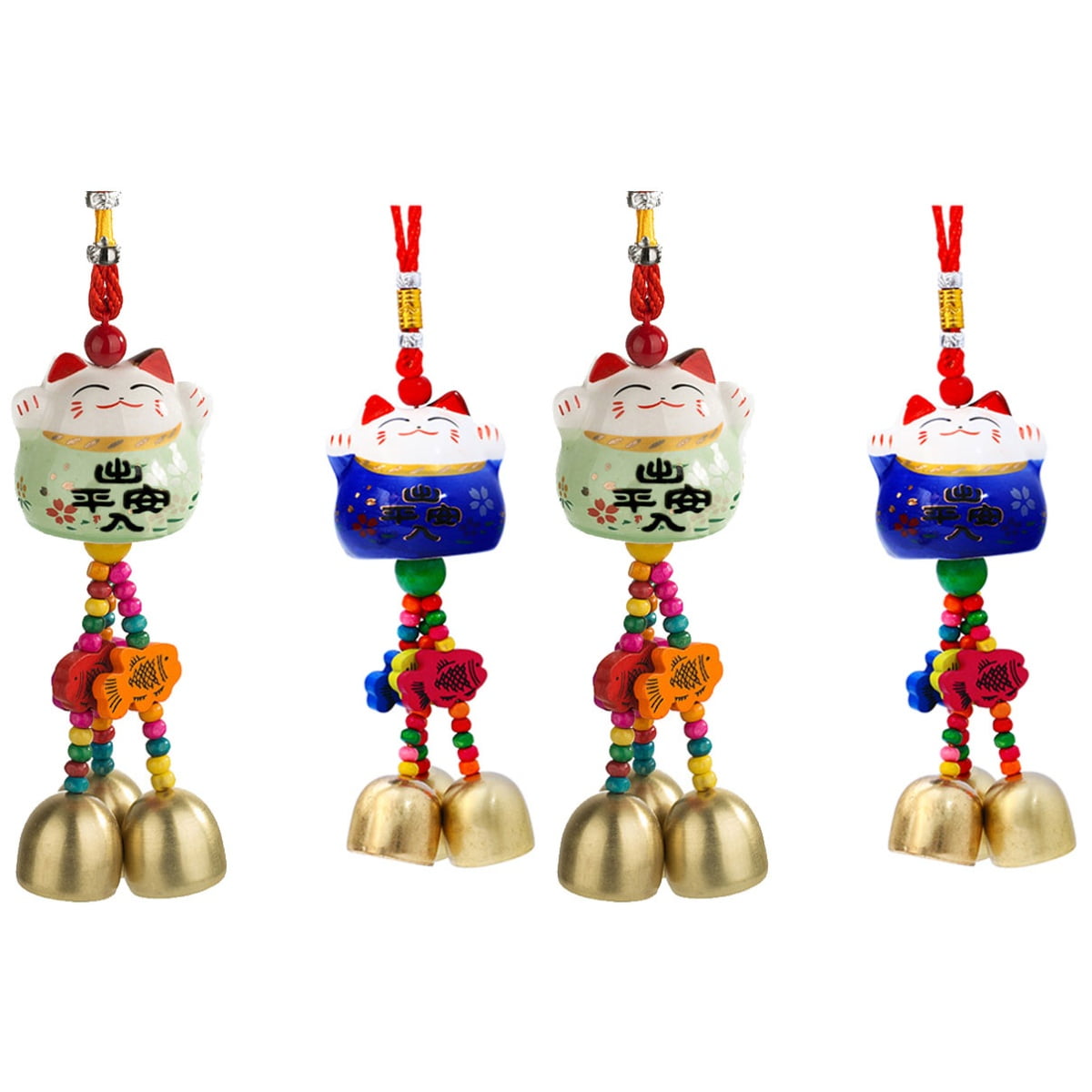 4 Pcs Outdoor Chimes Fortune Cat Wind Chime Hanging Wind Bell Car Charm ...