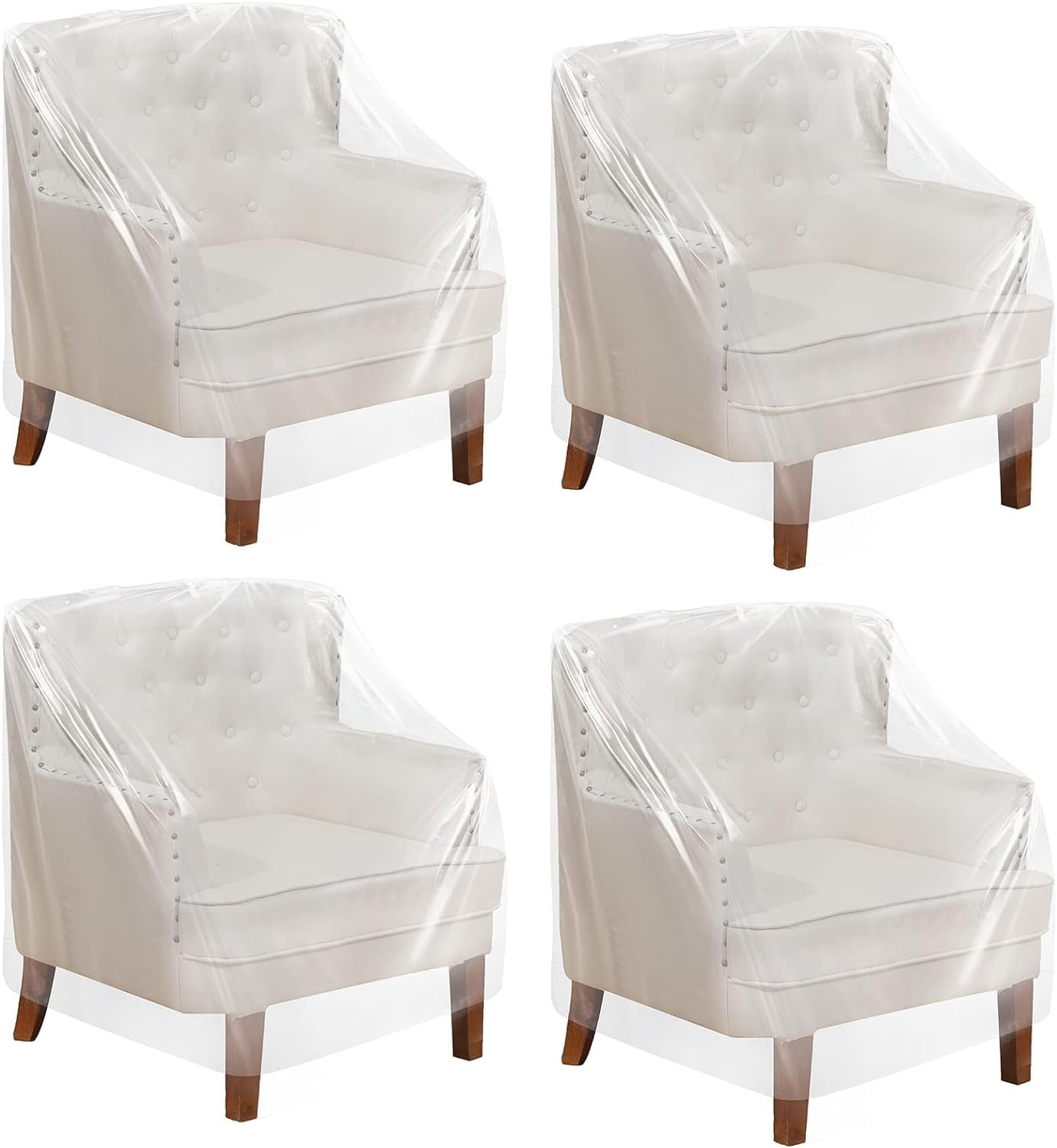 4 Pcs Outdoor Plastic Chair Cover Waterproof Armchair Clear Dust Proof ...