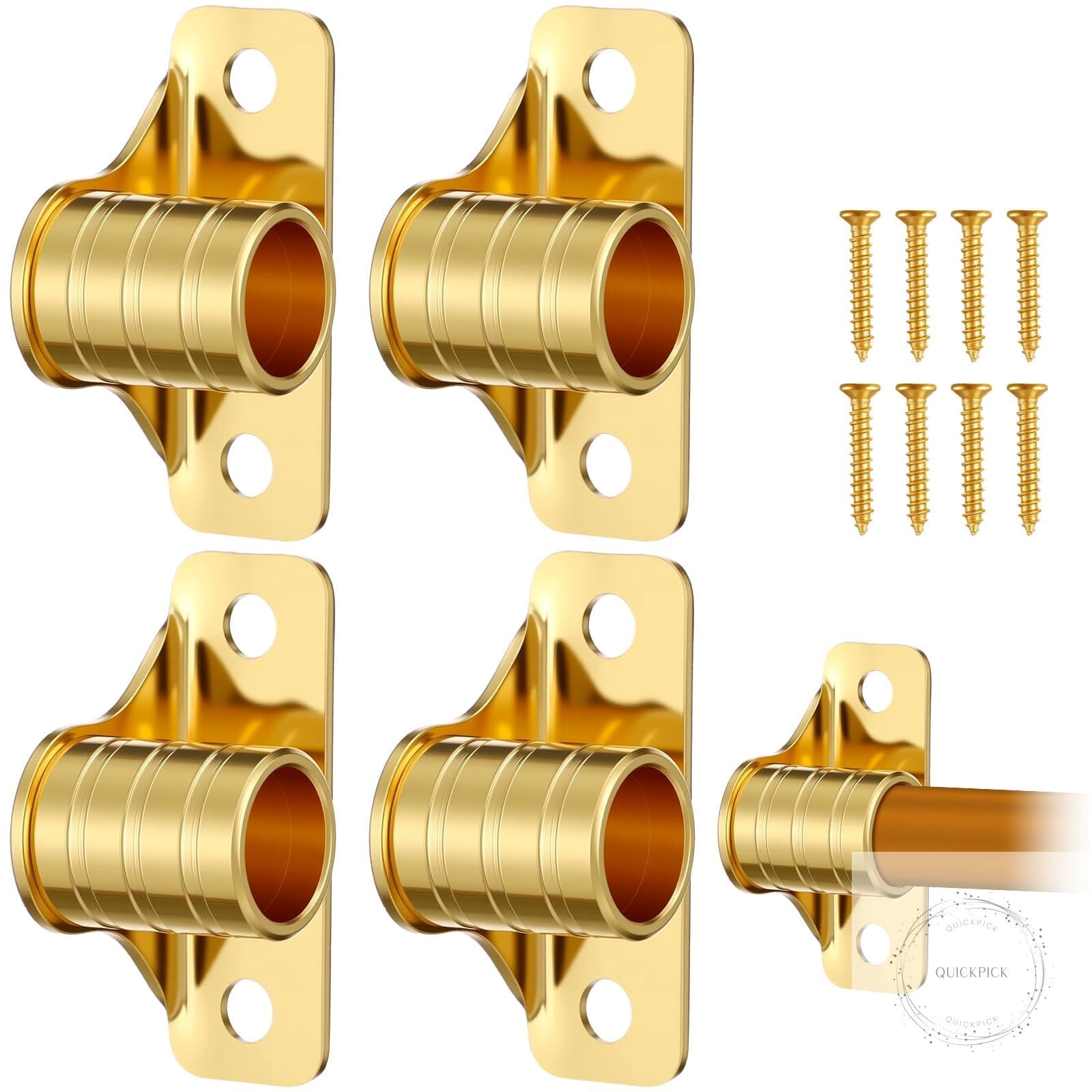 4 Pcs Outside Mount Curtain Rod Bracket 3/8" Brass Bracket Set for 3/8 ...