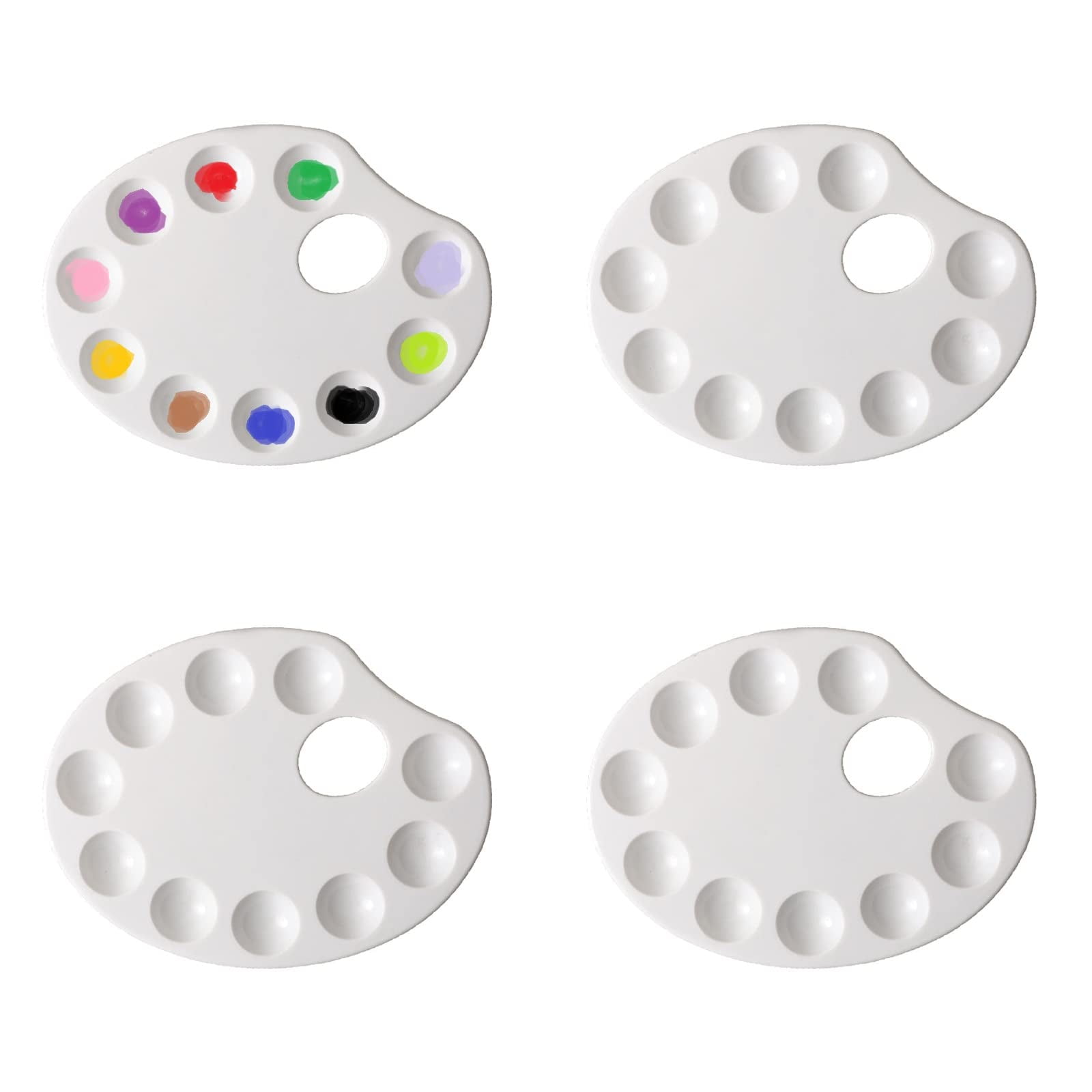 4 Pcs Oval Plastic Paint Palette Trays Paint Palettes Art Paint Pallets ...