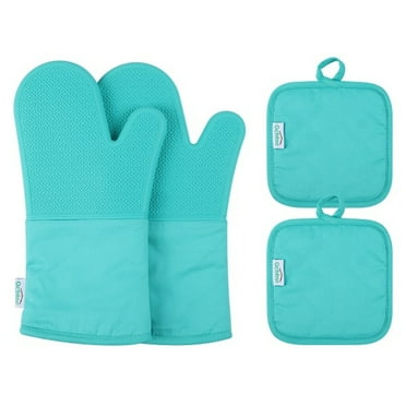 6 Pack Oven Mitts and Pot Holders Set, Heat Resistant Fabric Bake Pot ...