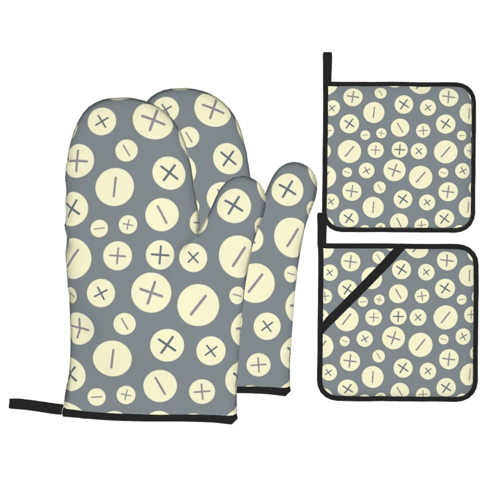 4 Pcs Oven Mitts and Pot Holders Set comical Math Symbol Print High ...
