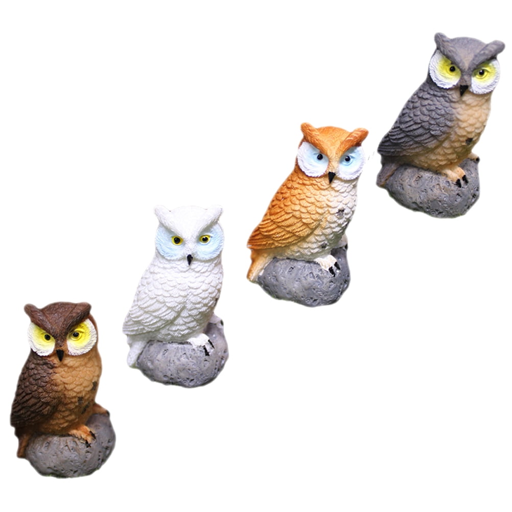 4 Pcs Owls Delicate Owl Figurine Garden Birds Statue Office 6.7X3.5CM ...