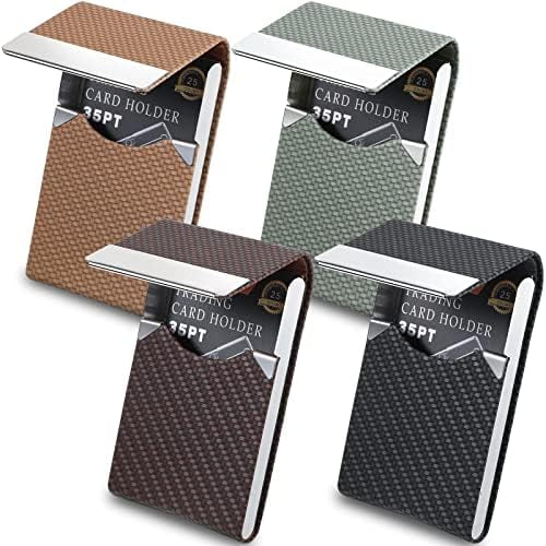 4 Pcs PU Leather Business Card Holder Case with Magnetic Clasp Pocket ...