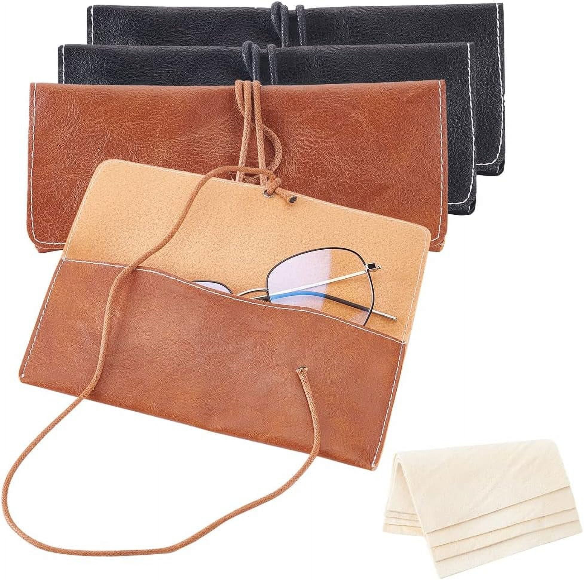 4 Pcs PU Leather Glasses Case 2 Colors Soft Portable Sunglasses Pouch ...