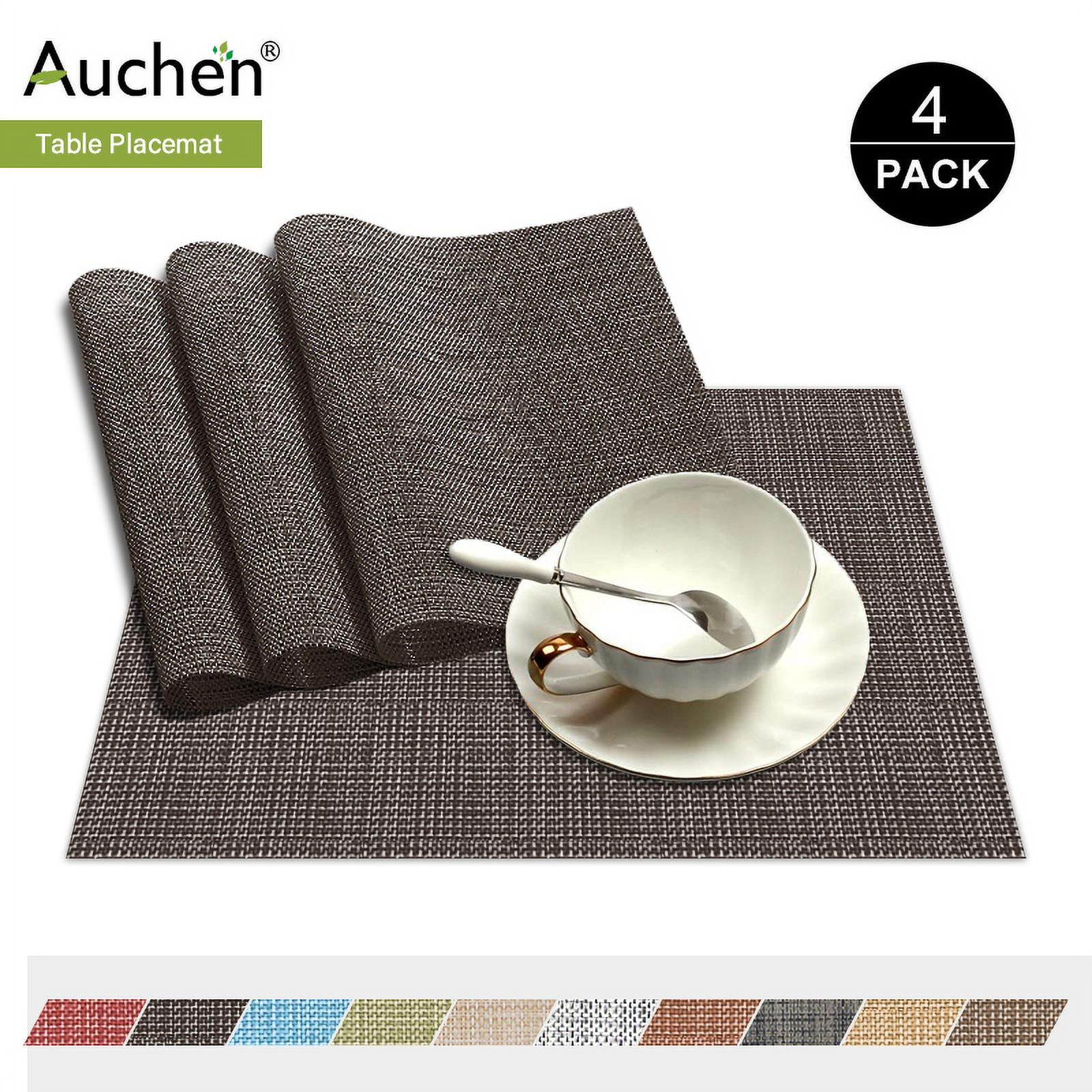 4 Pcs PVC Table Mats, Vinyl Non-Slip Woven Placemats for Dining Table ...