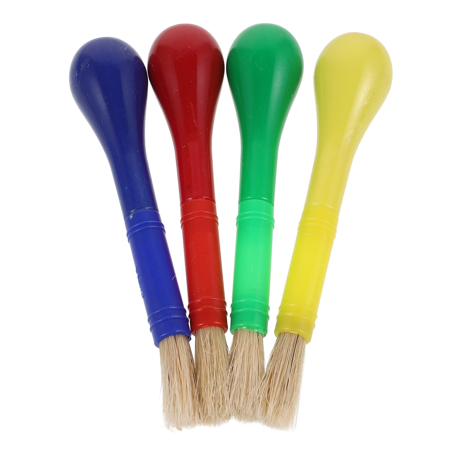 OUNONA Children's Paint Brush Set, 4pcs Assorted Colors Plastic Handles ...