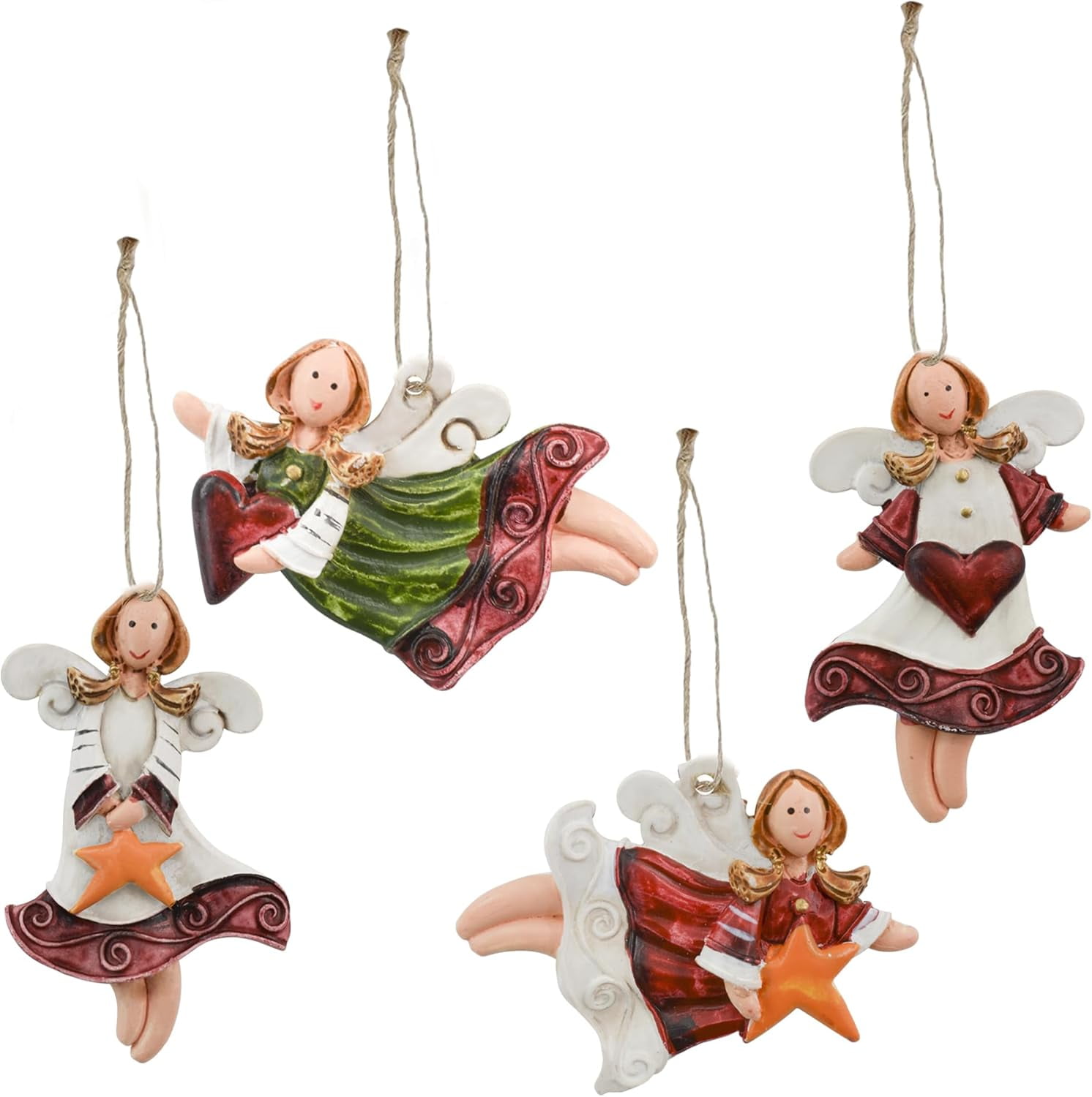 4 Pcs Painted Resin Angel Ornaments, Vintage Dancing Angels Decor for ...