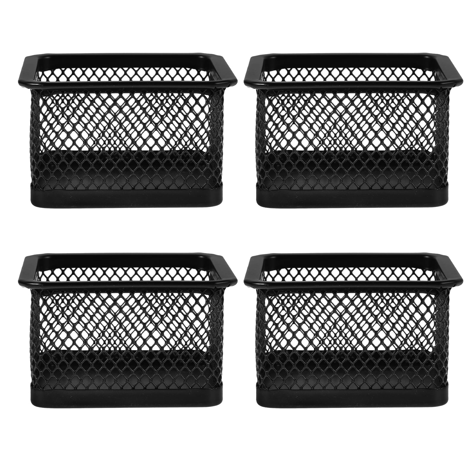 4pcs Metal Paperclip Holder Black Desk Organizer Mesh Binder Clip ...