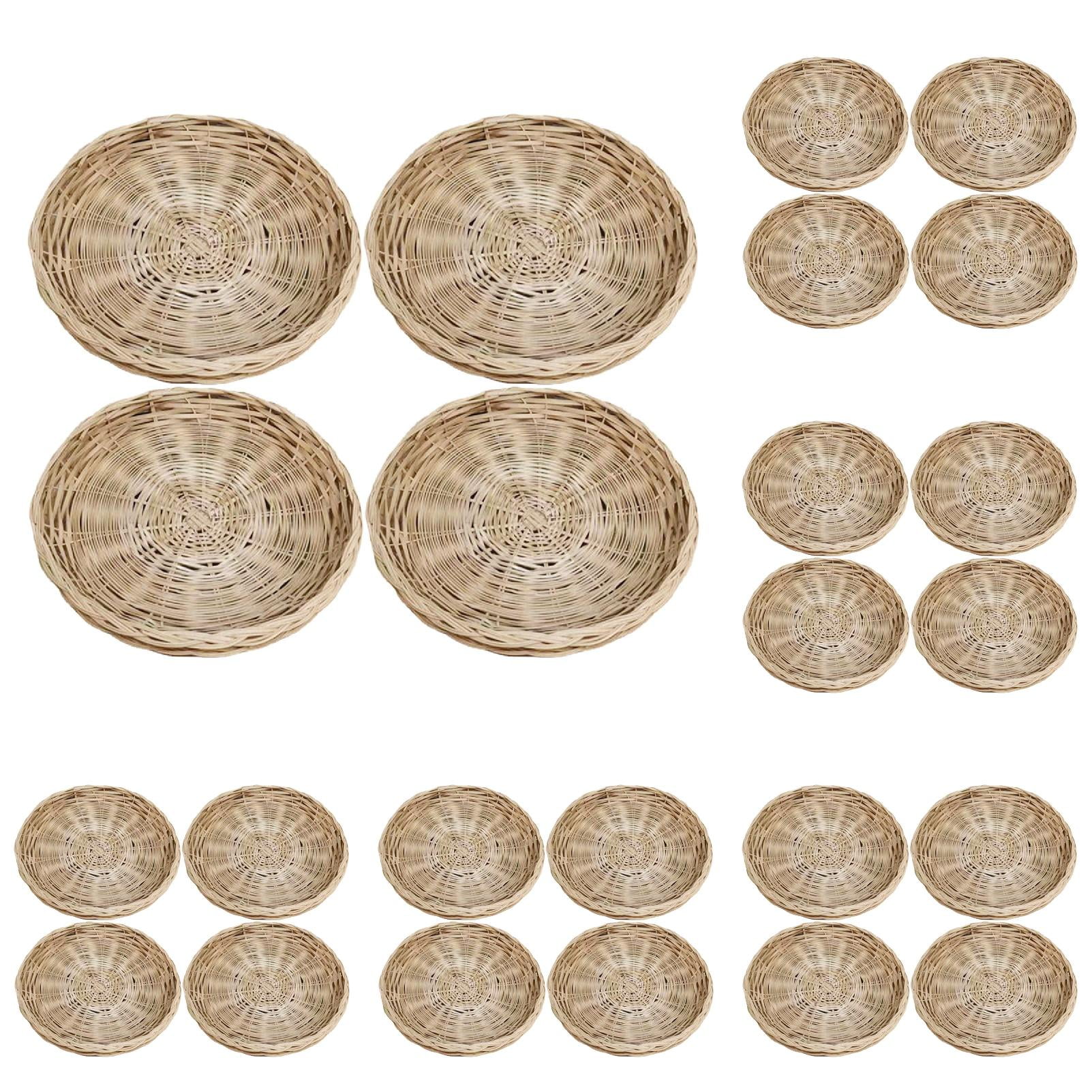 4 Pcs Paper Plate Holder 10 Inch Round Woven Plate Holder Reusable ...