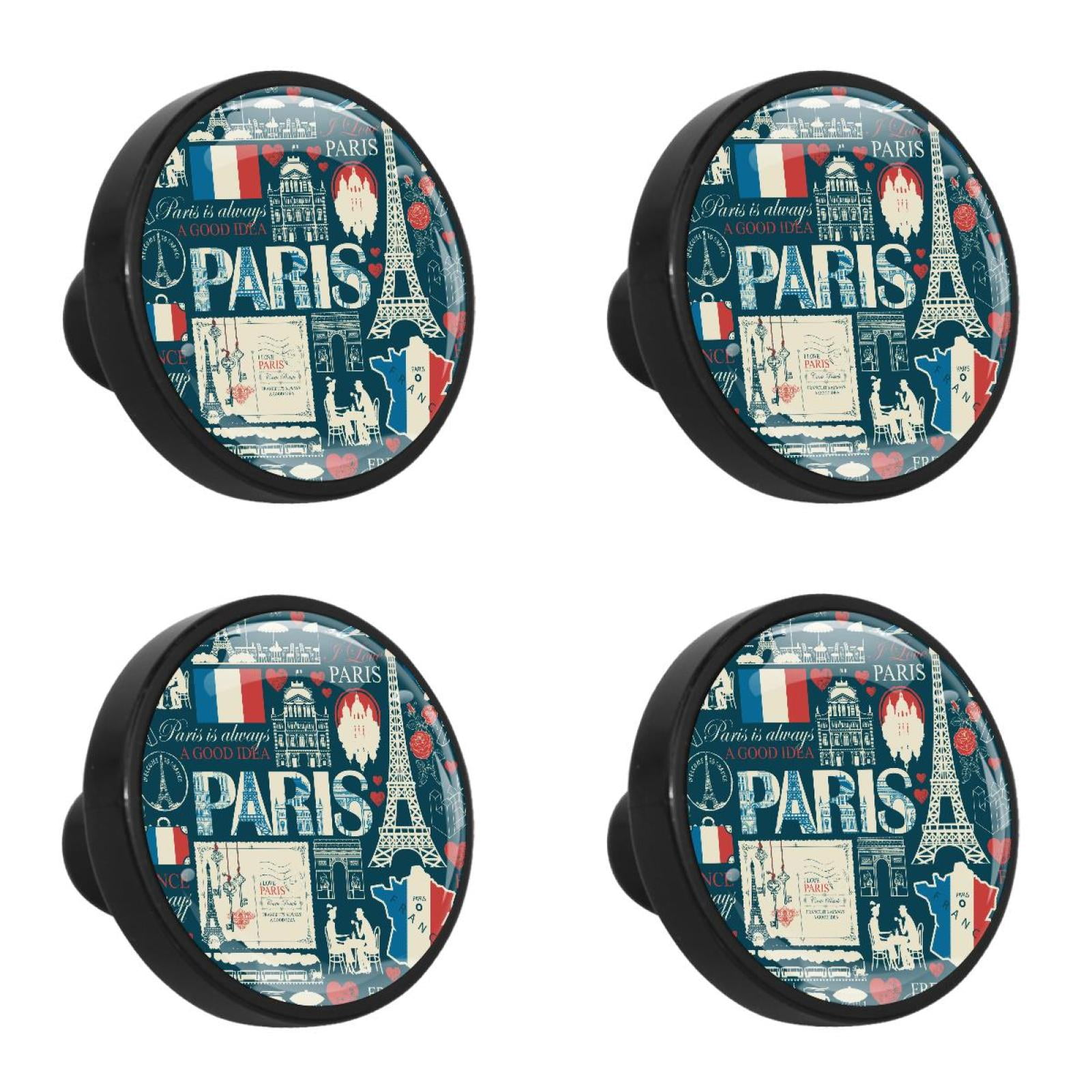 4 Pcs Paris Symbols Knobs for Kitchen Cabinet Cupboard Dresser Bookcase ...