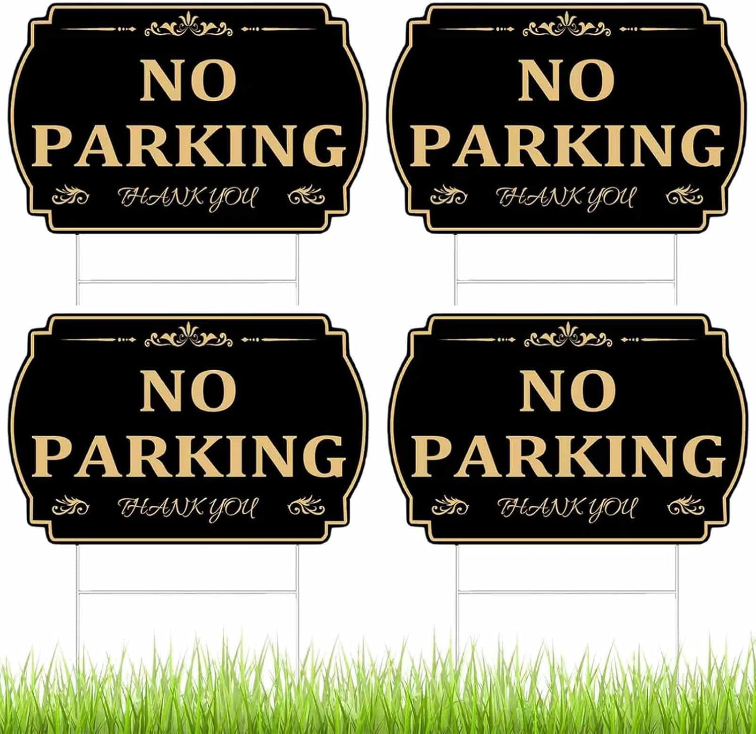 4 Pcs No Parking Signs with Metal Poles 12 x 8 Inch Waterproof and ...