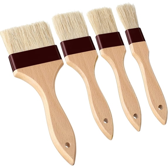 4 Pcs Pastry Brush, Natural Bristle Basting Brush for Cooking and ...