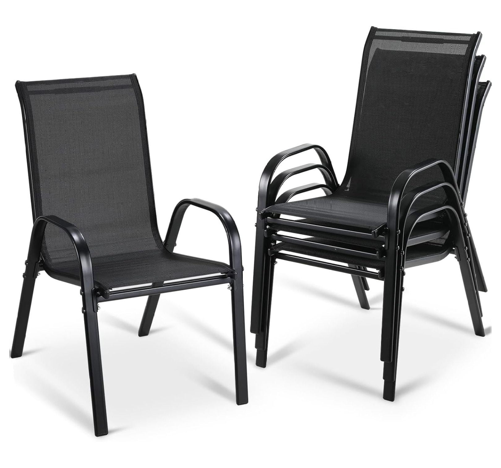 4 Pcs Patio Dining Chairs, Stackable All Weather Teslin Chair, Heavy ...