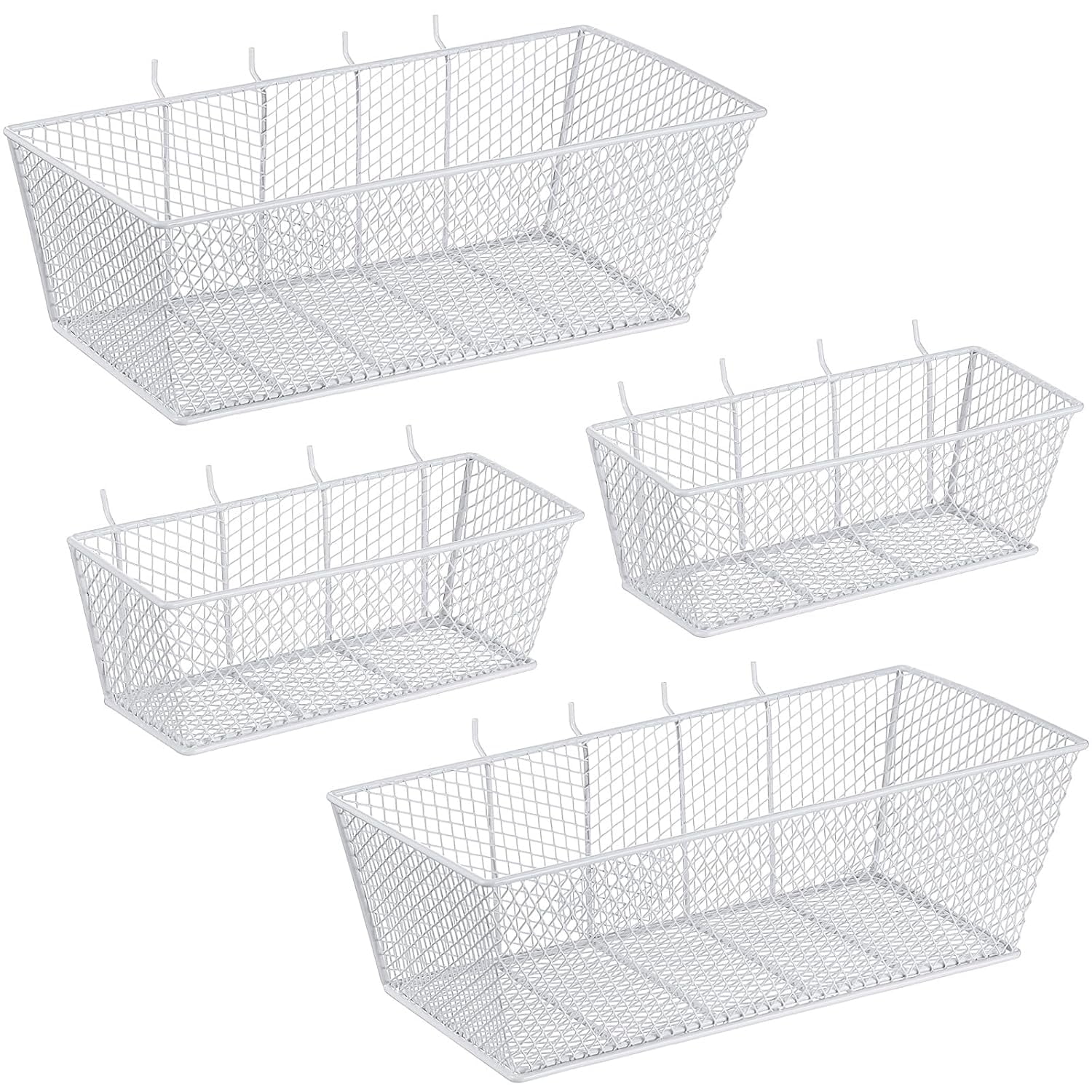4 Pcs Pegboard Baskets Metal Wire Shelf Baskets Peg Board Organizer ...