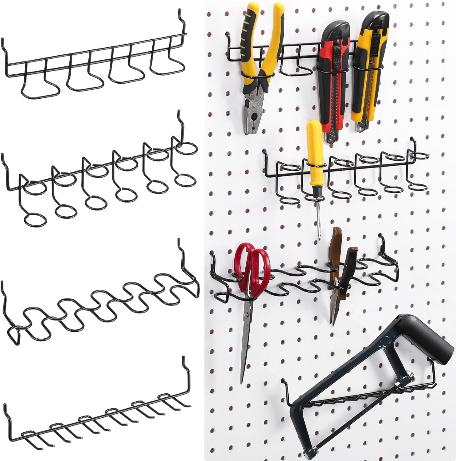 4 Pcs Pegboard Screwdriver Holders Accessories Peg Board Tool Utility Hooks Pliers Rack Pegboard ...