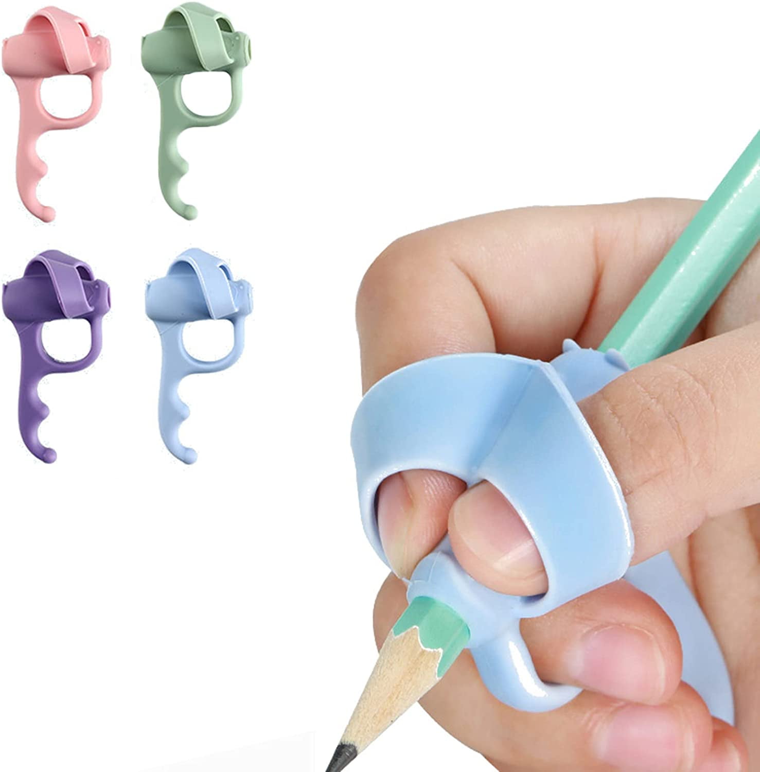 4 Pcs Pencil Grips for Kids Handwriting Ergonomic 5 Fingers Pencil Grip ...