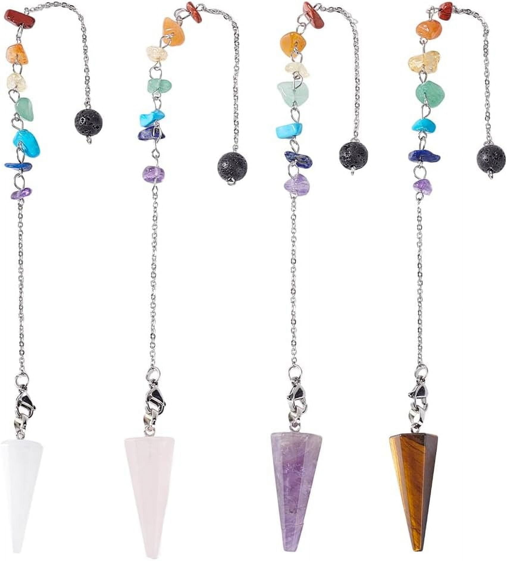 4 Pcs Pendulum for Divination 4 Styles Natural Gemstone Dowsing ...