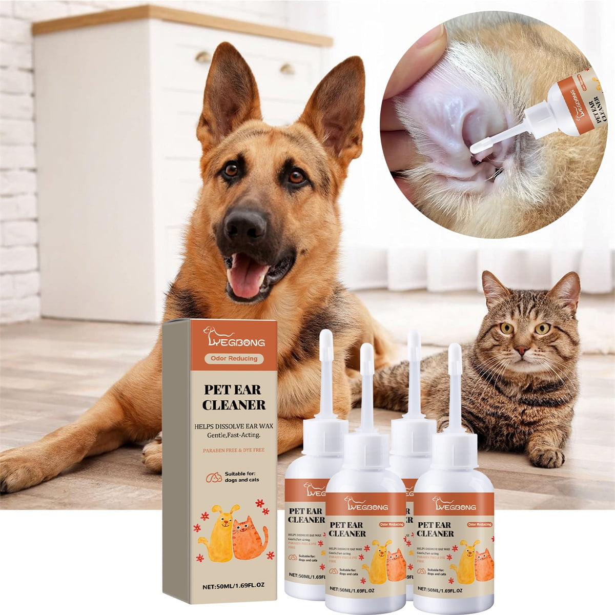 4 Pcs Pet Ear Drops，Relieves Itchy Ears, Safe Ear Cleaning and Tartar ...