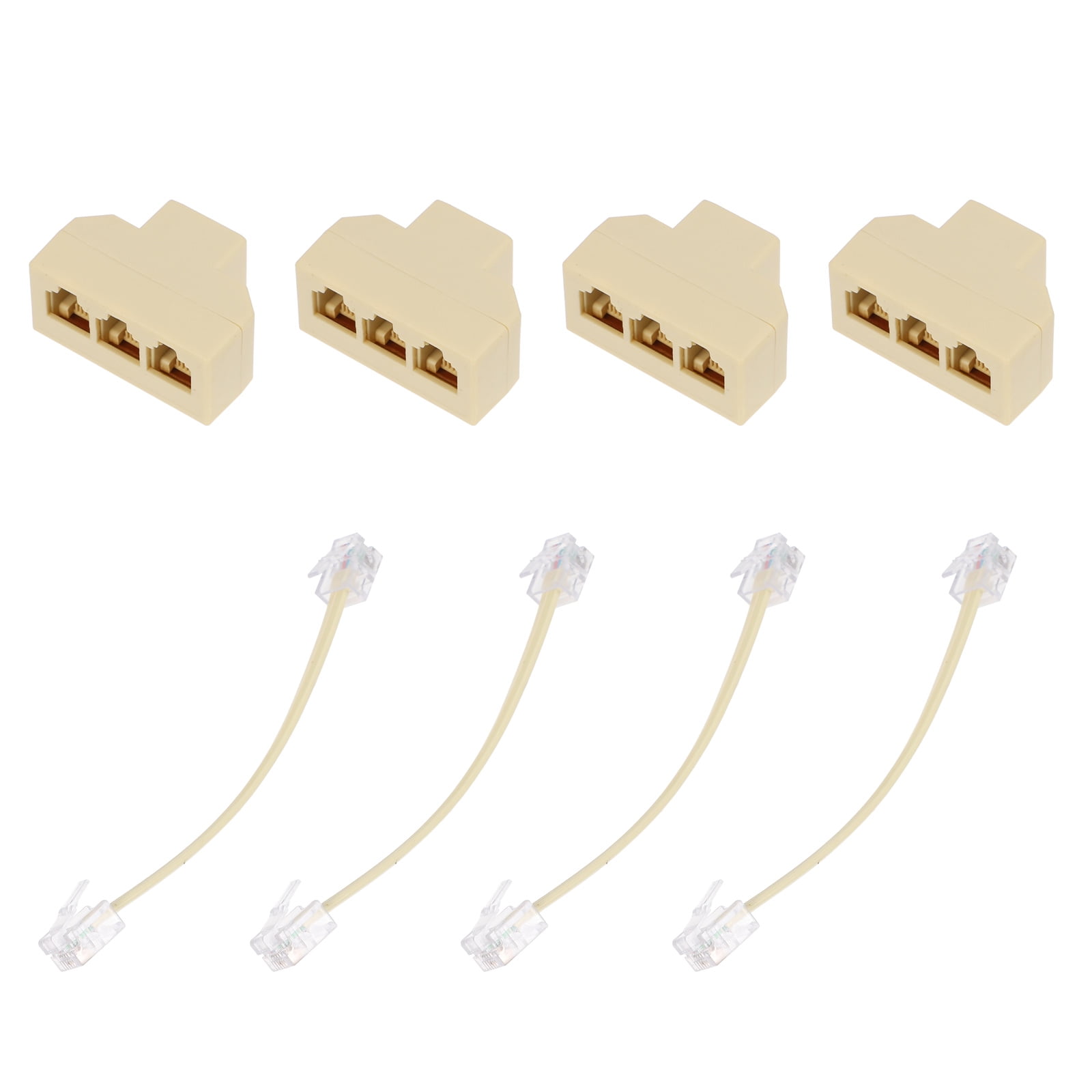 4 Pcs Phone Wire Adapter Triple Speaker Connector Plugs Beige - Walmart.com