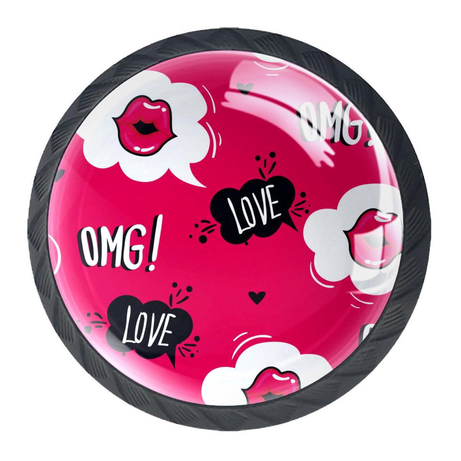 4 Pcs Pink Lips Love Heart Knobs for Kitchen Cabinet Cupboard Dresser ...
