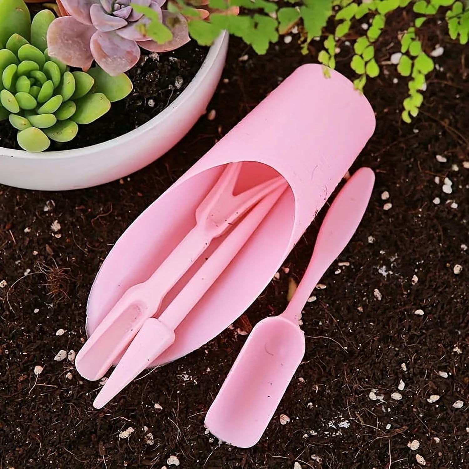 4 Pcs Pink Set Mini Garden Soil Spoon Plastic Planting/Transplanting ...