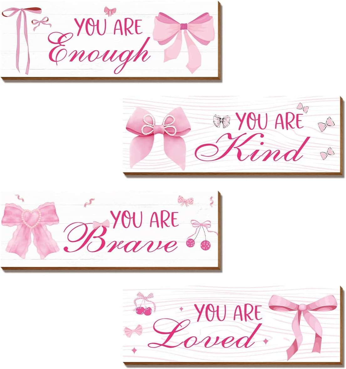 4 Pcs Pink Wall Decor, Positive Affirmations Wall Art Decor ...