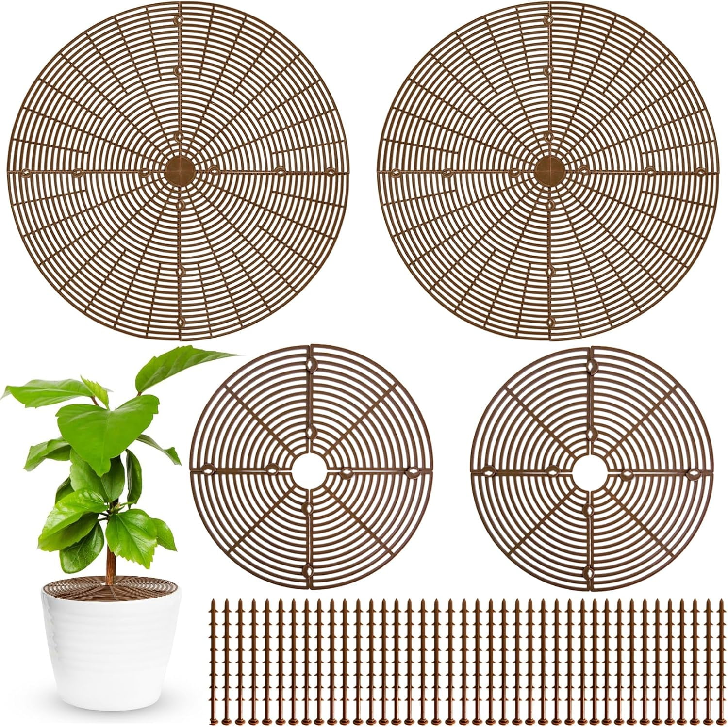 4 Pcs Plant Pot Grid,20.5 Inch 11.8 Inch Soil Protector Covers Cuttable ...
