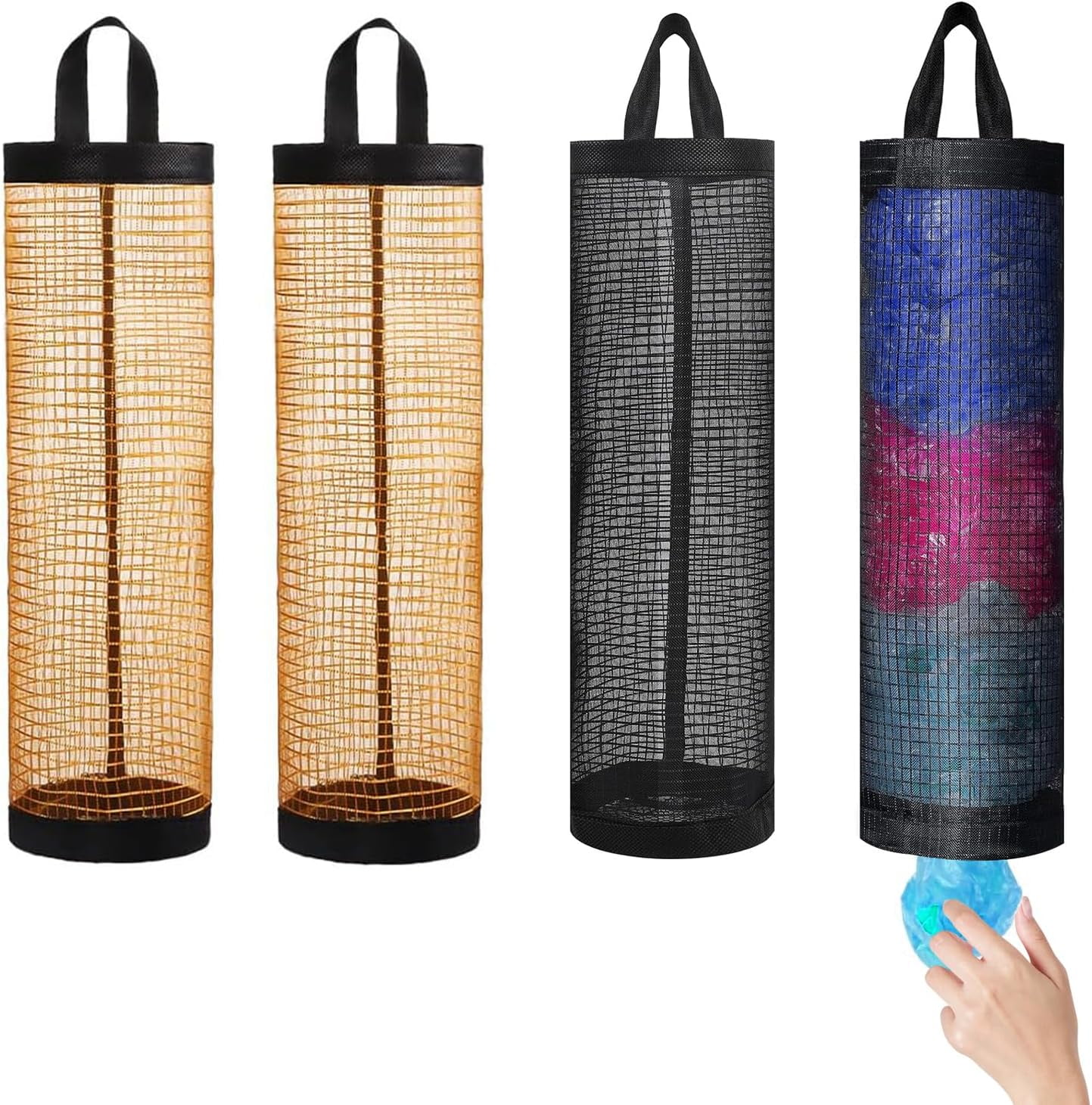4 Pcs Plastic Bag Holder for Grocery Bags, Hanging Storage Bags Plastic ...