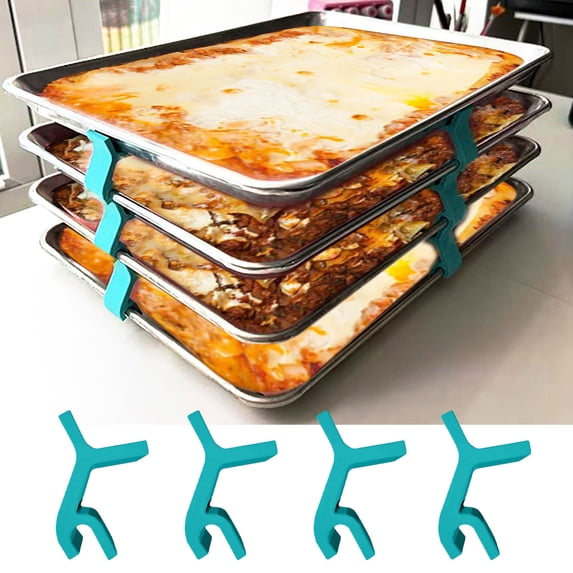 4 Pcs Plastic Baking Sheet Stackers, Sturdy Reusable Tray Organizer ...