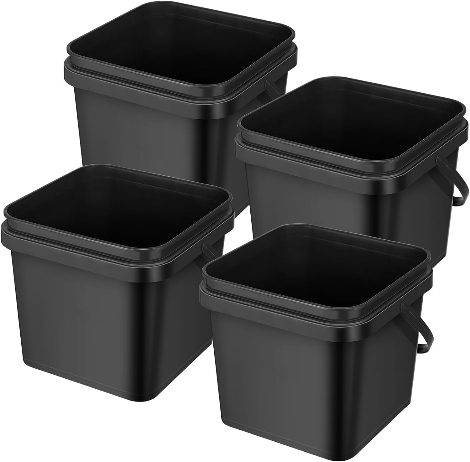 4 Pcs Plastic Bucket 5 Quart Square Bucket Utility Small Pail with ...