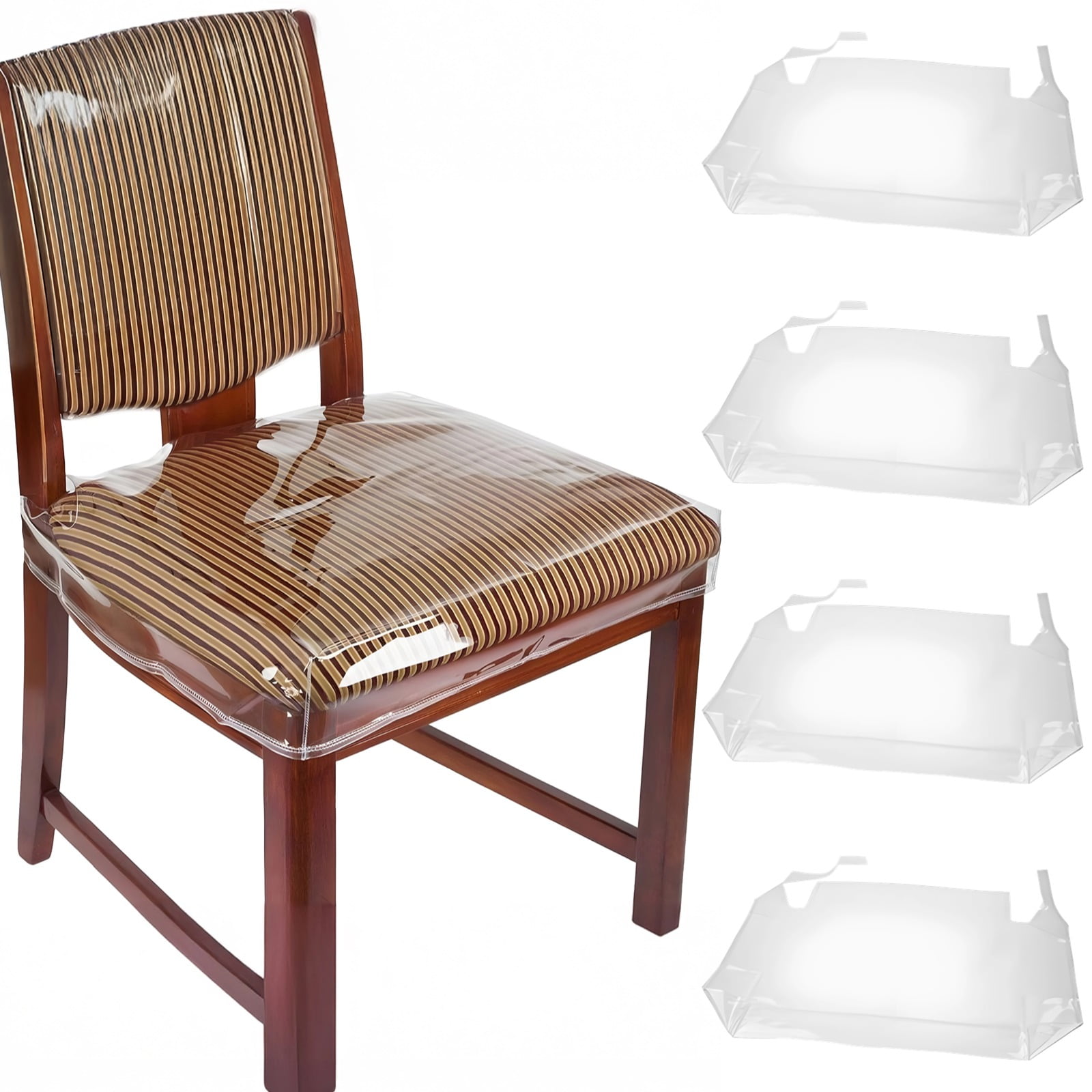 4 Pcs Plastic Chair Covers, Waterproof Dining Chair Seat Covers, Clear ...