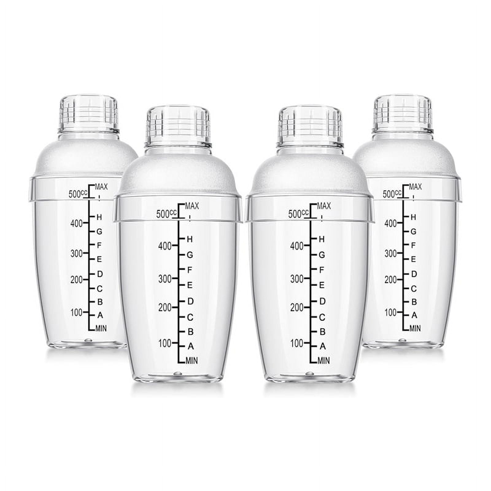 4 Pcs Plastic Cocktail Shaker Hand Drink Mixer Shaker with Scales and ...