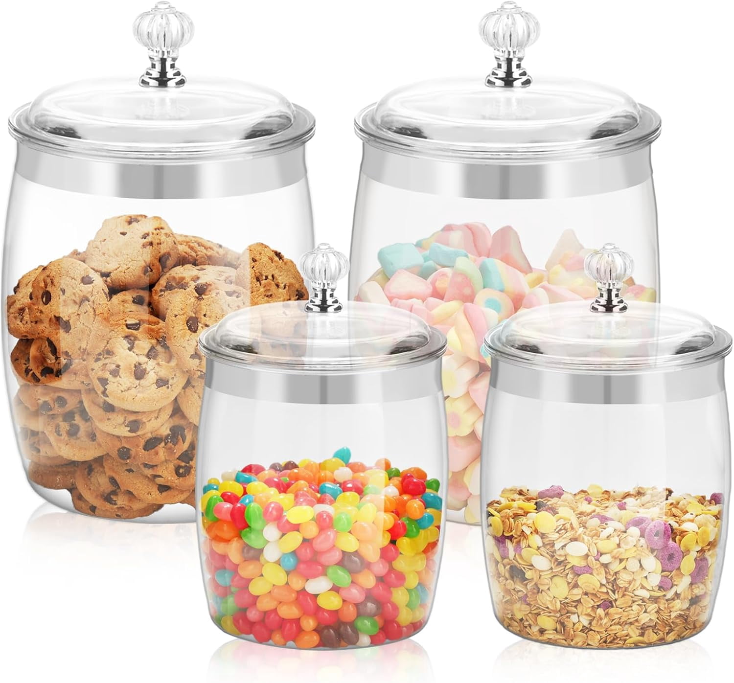 4 Pcs Plastic Cookie Jars with Lid, 128/128/74/74OZ Clear Candy ...