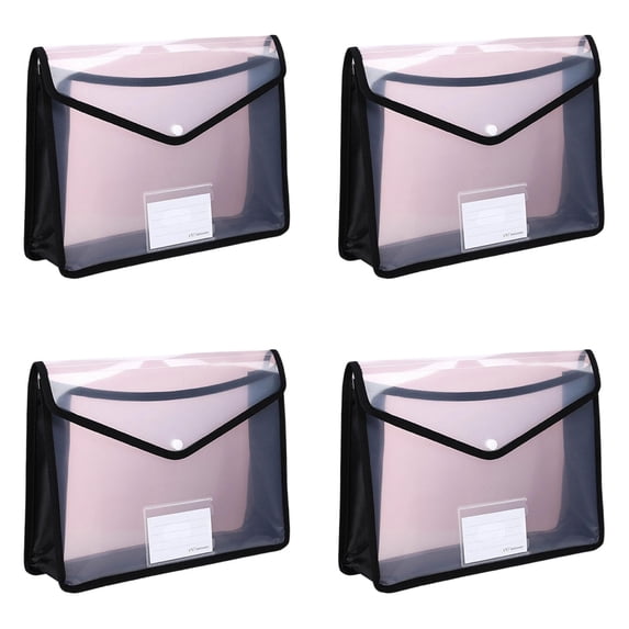 4 Pcs Plastic File Folders, Transparent Expanding File Folder with Snap ...