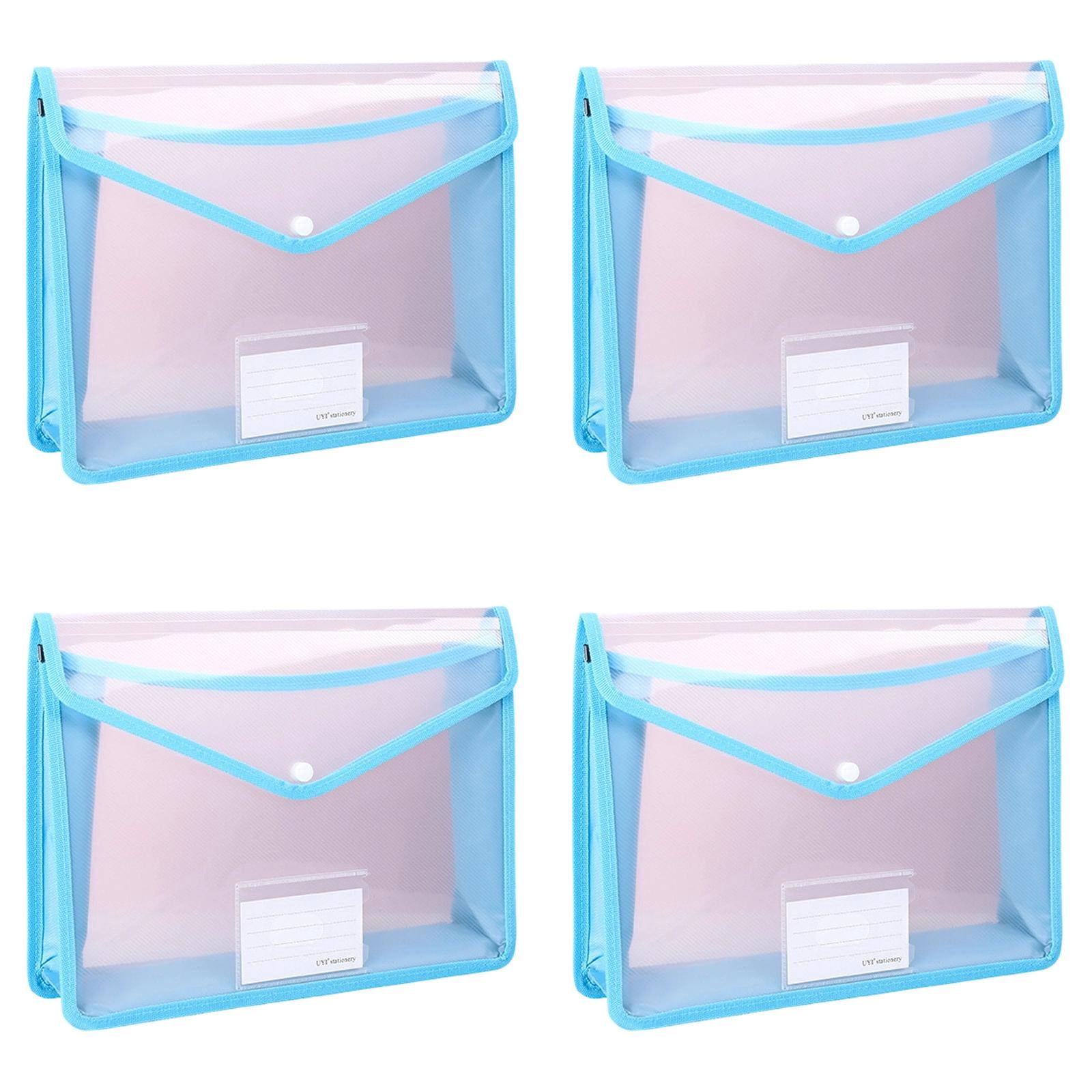 4 Pcs Plastic File Folders, Transparent Expanding File Folder with Snap ...