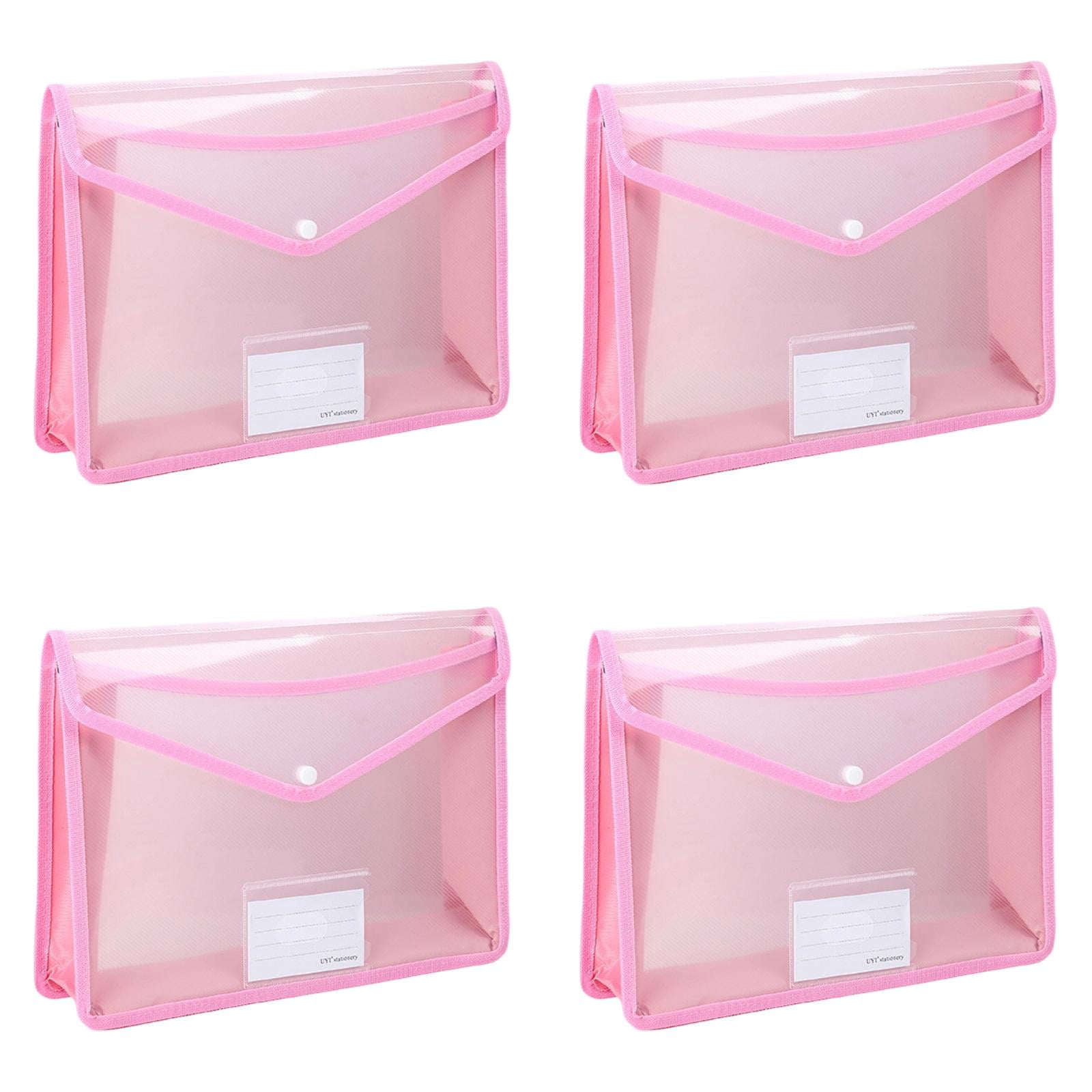4 Pcs Plastic File Folders, Transparent Expanding File Folder with Snap ...