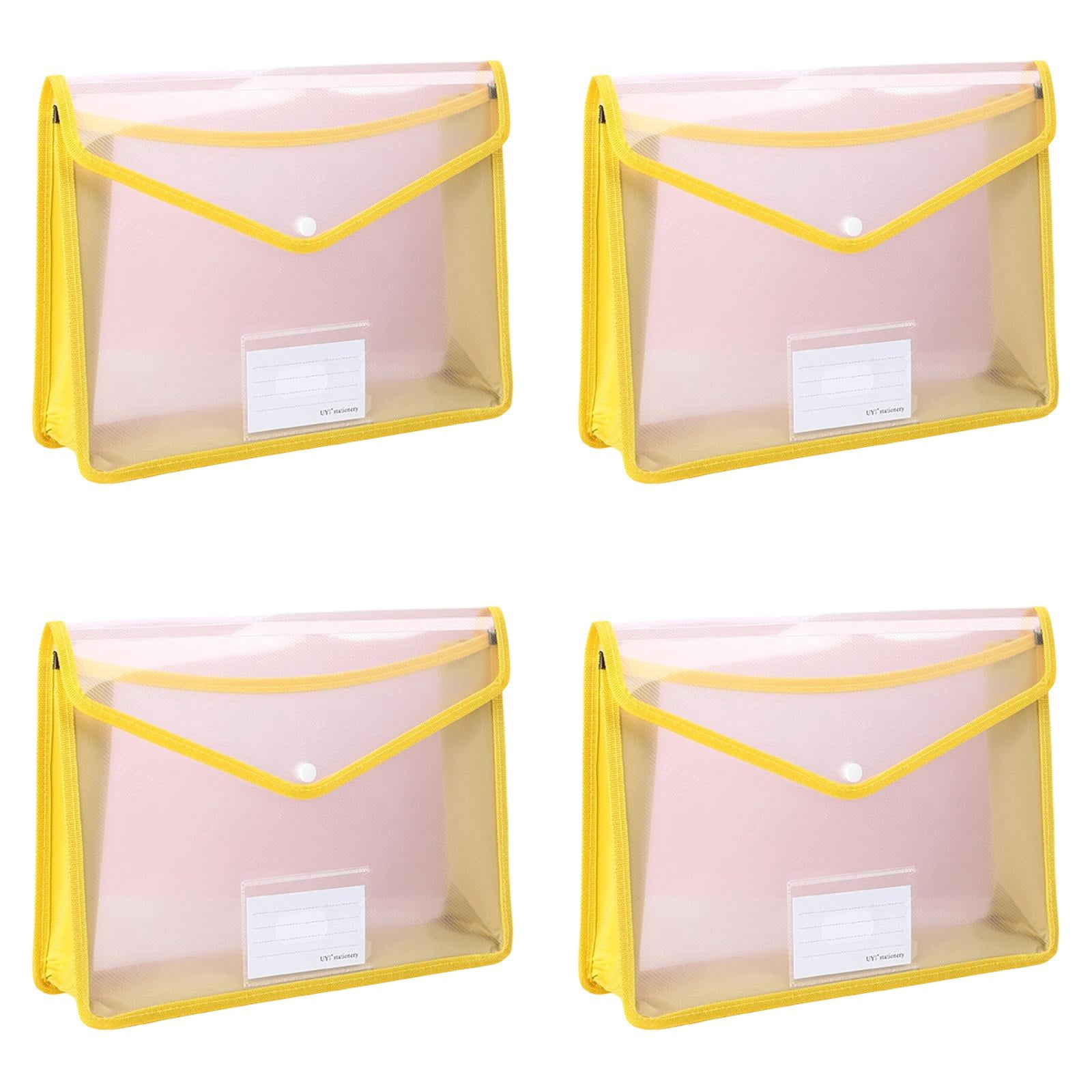 4 Pcs Plastic File Folders, Transparent Expanding File Folder with Snap ...