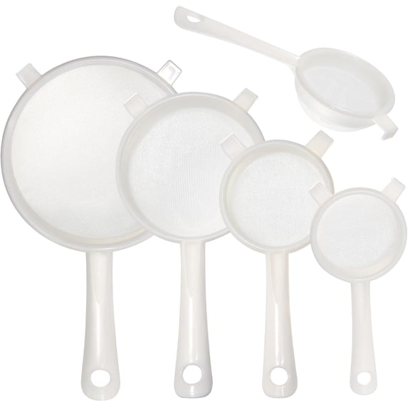 4 Pcs Plastic Nylon Mesh Strainer Colander with Handle Double Ear Fine ...