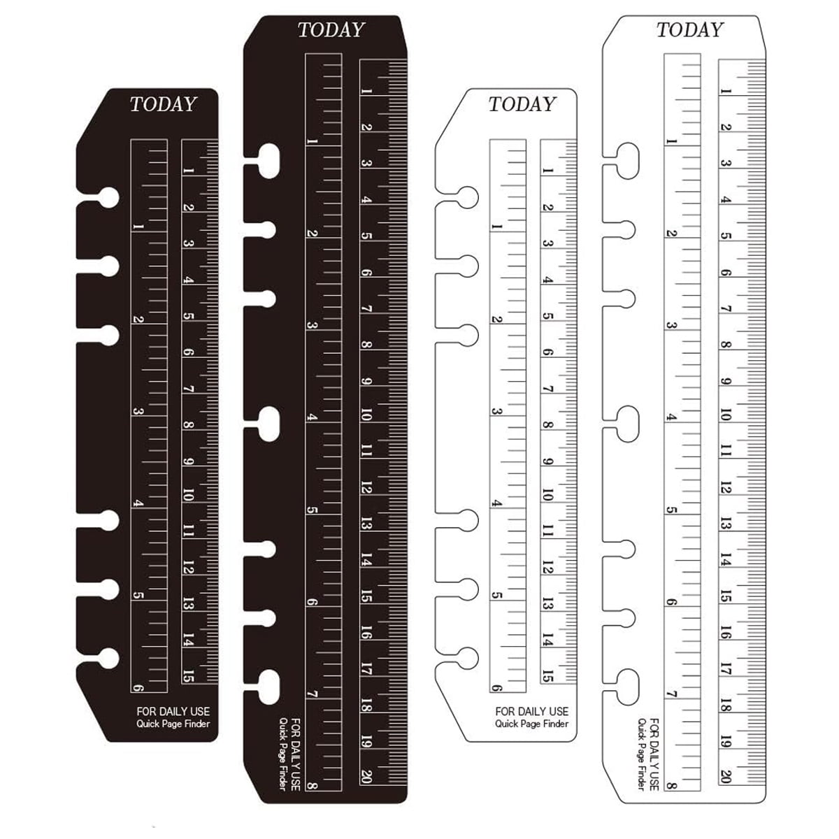 4 Pcs Plastic Page Marker Snap-in Bookmark Ruler Binder Ruler for A5 A6 ...