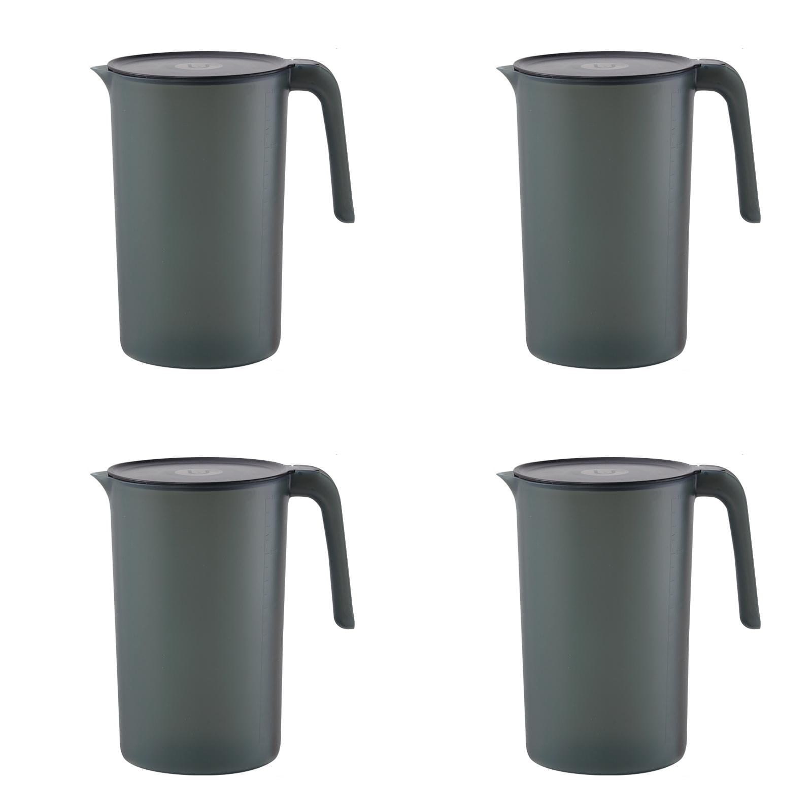 4 Pcs Pitcher with Lid 7.48 x 7.28 Inch, Large Capacity Cold Water ...