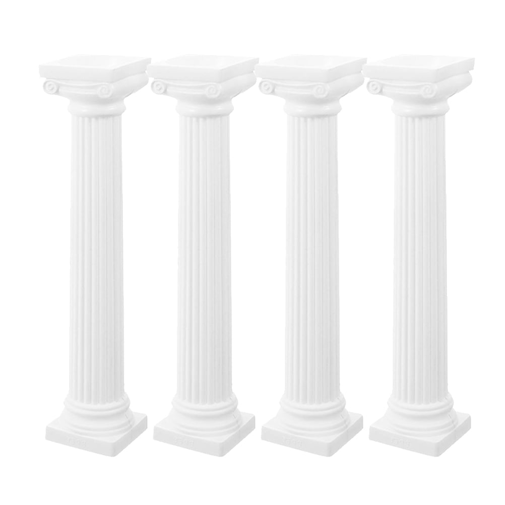 4 Pcs Plastic Roman Pillar Statue Sculpture Decorative Column White ...