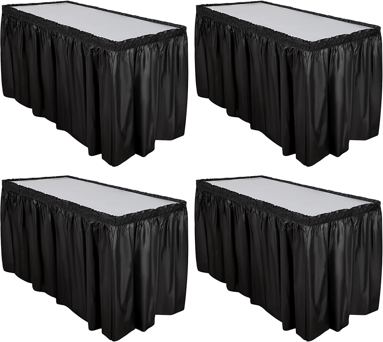 4 Pcs Plastic Table Skirt 29 Inches x 14 ft Disposable Table Skirt for ...
