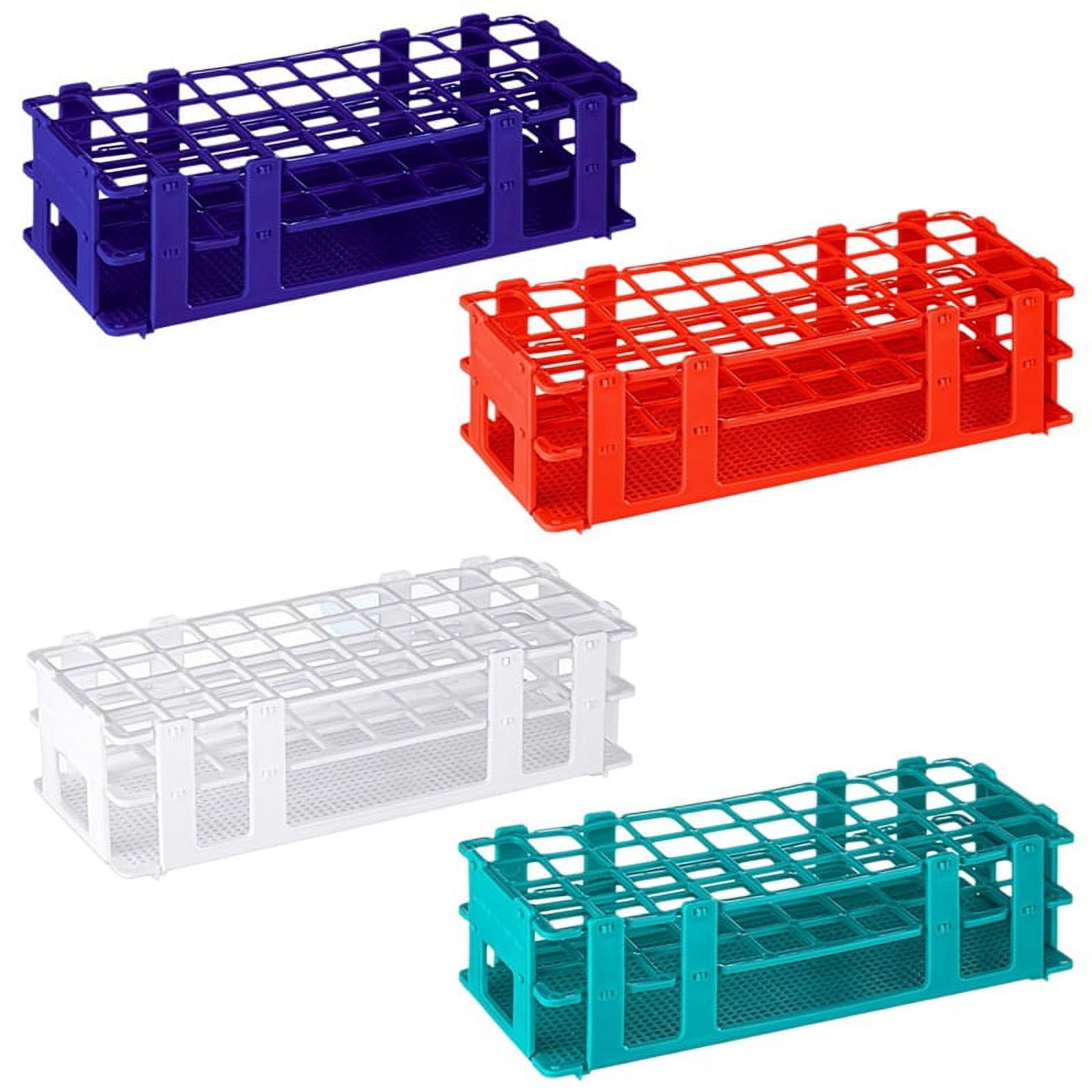 4 Pcs Plastic Test Tube Rack Holder Detachable for 16mm Tubes 40 Holes ...