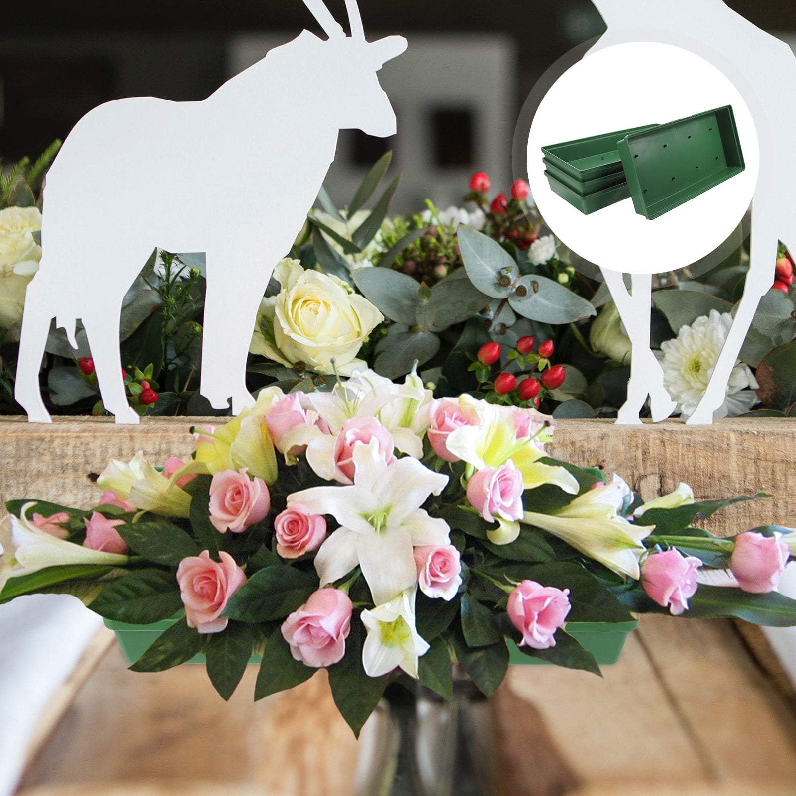 4 Pcs Plastic Tray for Flower Arrangements Floral Mud Tray for DIY ...