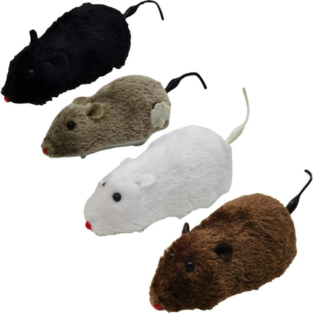 4 Pcs Plush Figure Toys Wind up Mice Cat Mouse Kitten for Indoor Cats ...