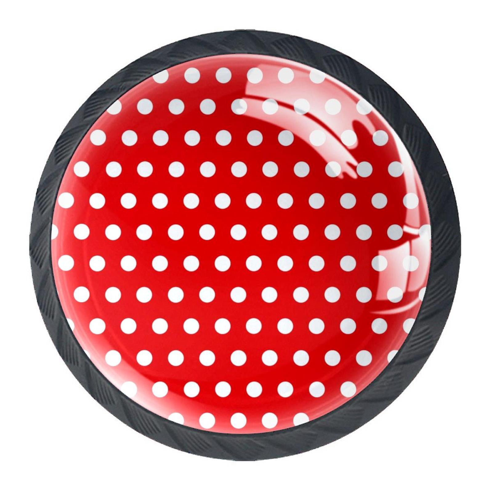 4 Pcs Polka Dots Red Knobs for Kitchen Cabinet Cupboard Dresser Bookcase Drawer Pulls Handles ...